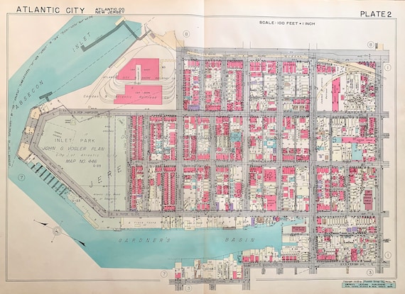 Atlantic City Map Original 1938 Absecon Island Atlas - Etsy