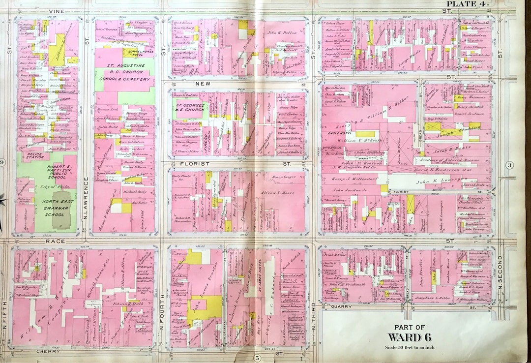 Old City Map, Original 1908 Philadelphia Atlas, United States Mint - Etsy