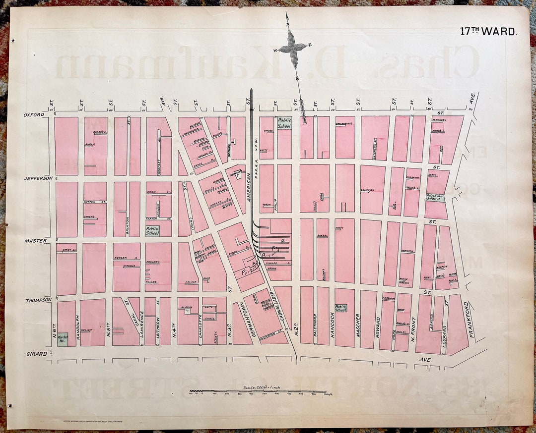 Fishtown Map, Original 1895 Philadelphia Ward Atlas, Northern Liberties ...