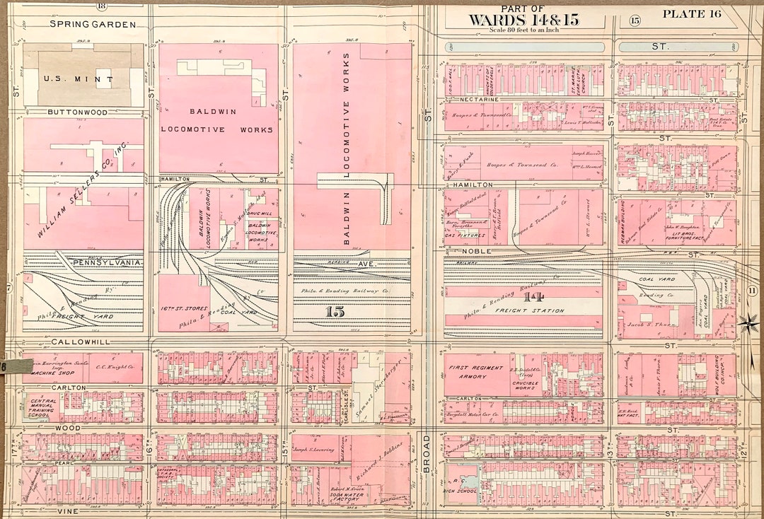Spring Garden Map, Original 1909 City of Philadelphia Atlas Map ...