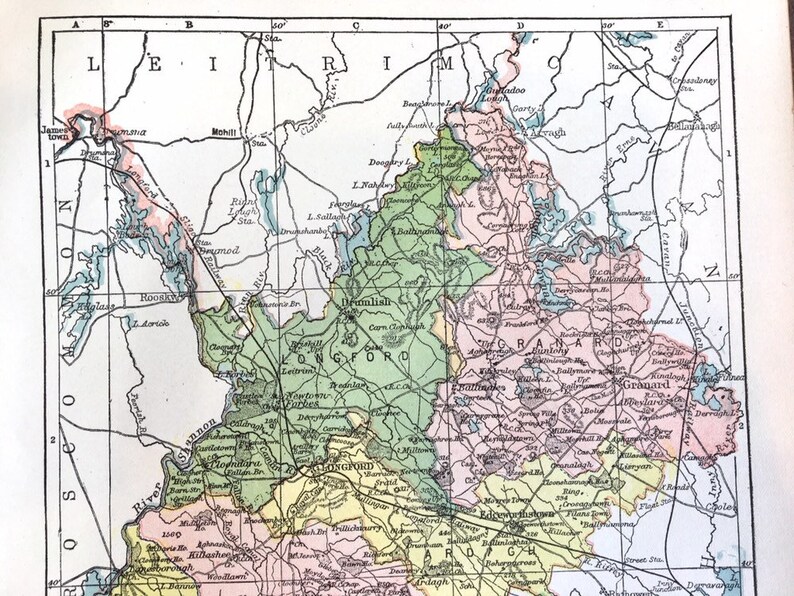 County of Longford 1902 Atlas of Ireland Map Granard - Etsy