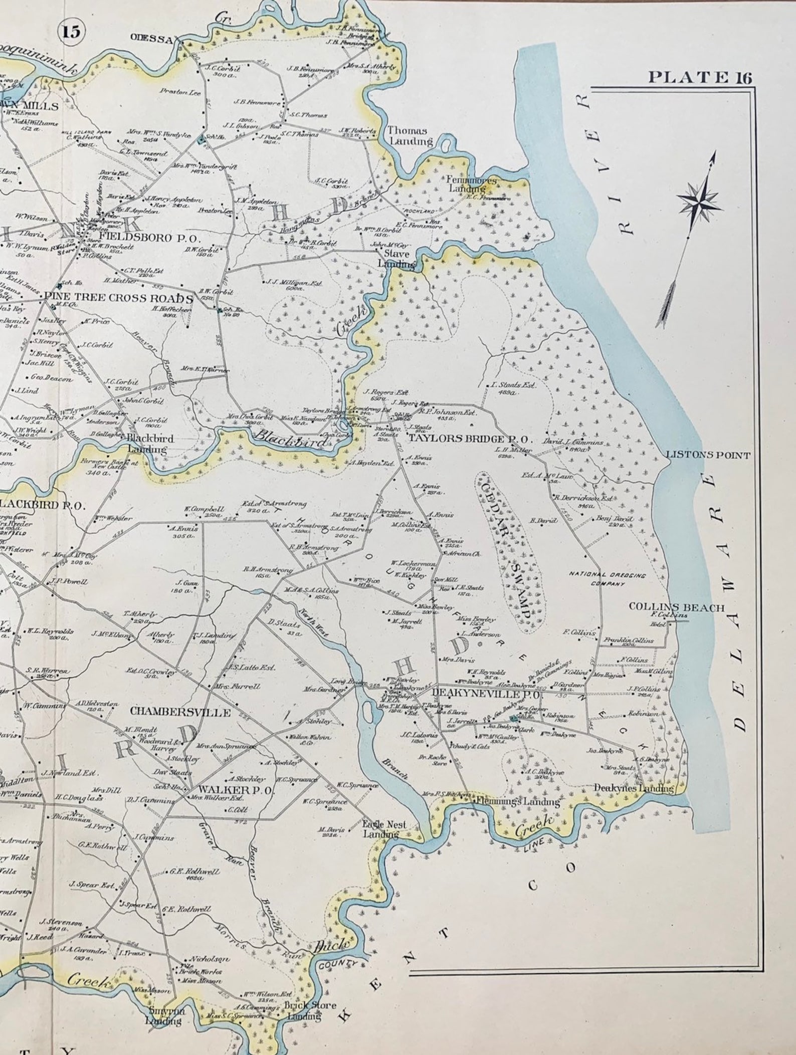 1893 New Castle County Delaware Atlas Map Original Antique - Etsy UK
