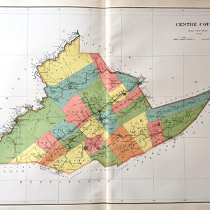 Original 1900 Atlas Map of Centre County Pennsylvania From the State of ...
