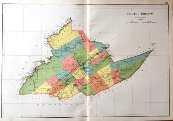 Original 1900 Atlas Map of Centre County Pennsylvania From the | Etsy