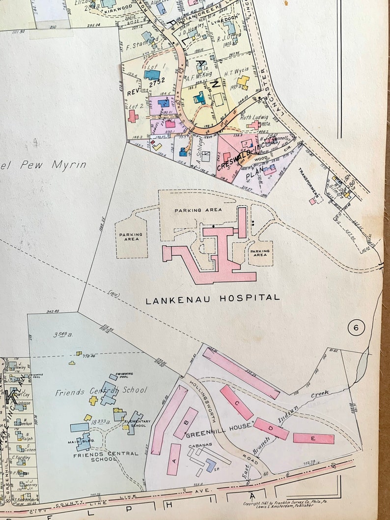 Overbrook Map, Penn Wynne Map, Original 1961 Main Line Pennsylvania ...