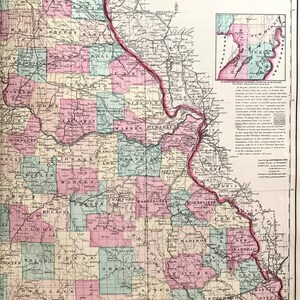 Missouri Map, Original 1877 Grays Atlas, Show Me State, Jefferson City ...
