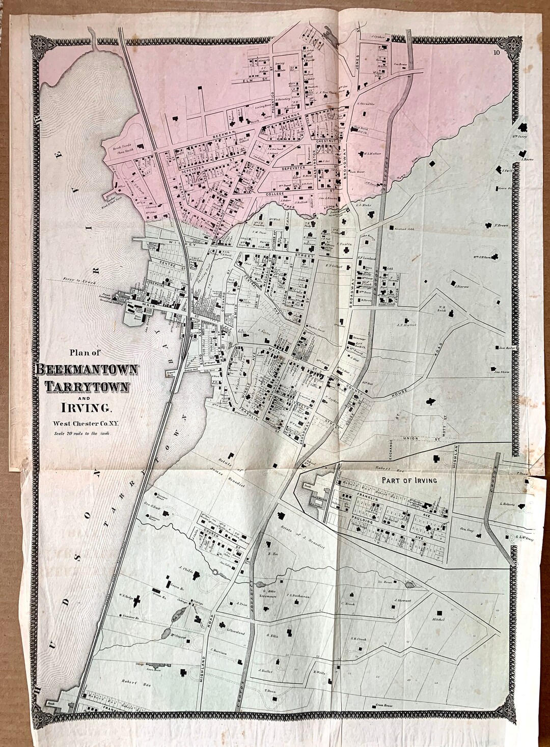 Beekmantown, Tarrytown, Irving Map, Original 1867 New York Atlas Map ...