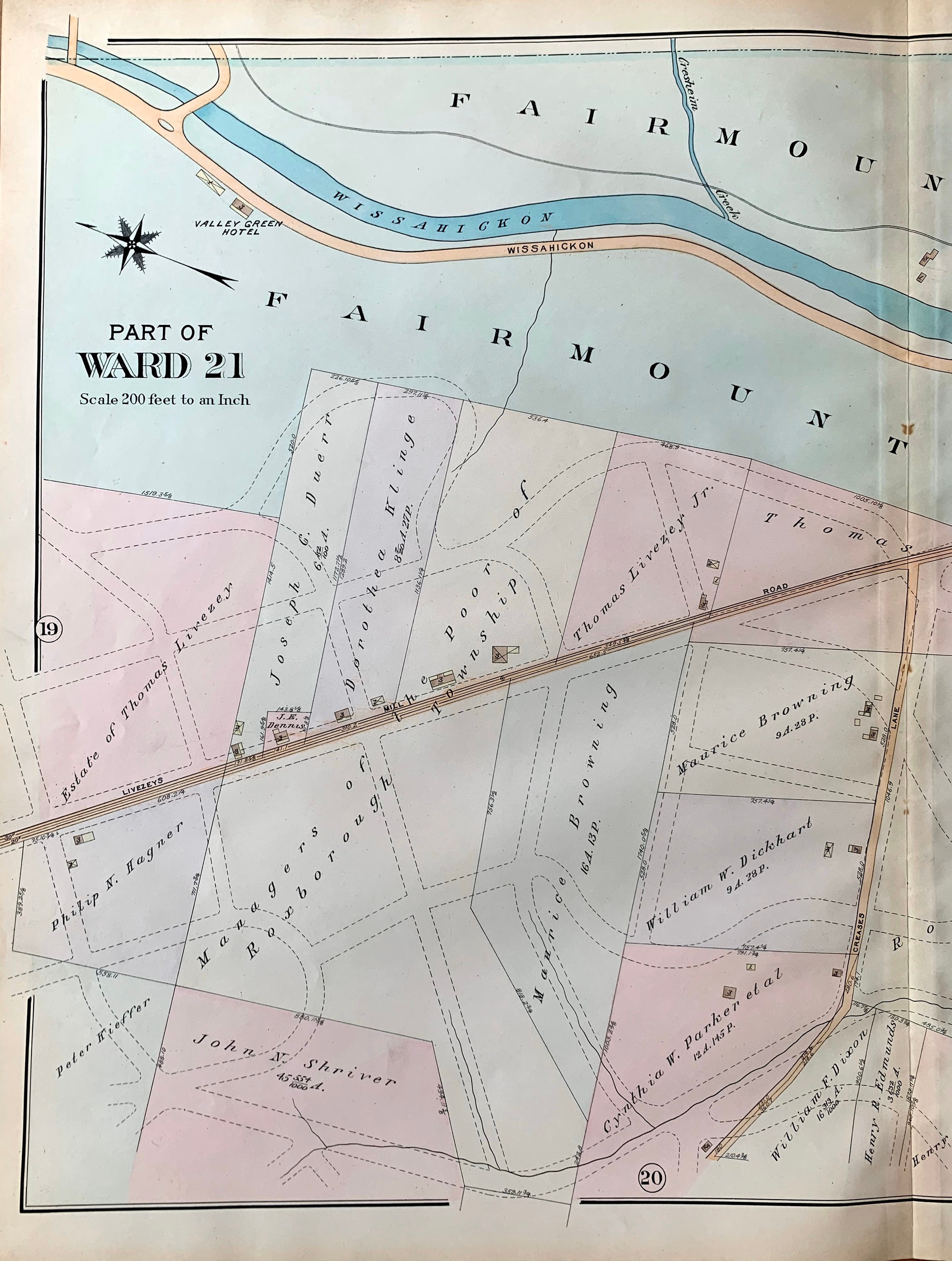 Roxborough Map, Original 1911 City of Philadelphia Atlas, Valley Green ...