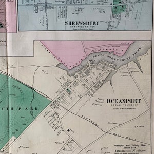 Monmouth Park Map, Original 1873 Monmouth County Atlas, Oceanport Map ...