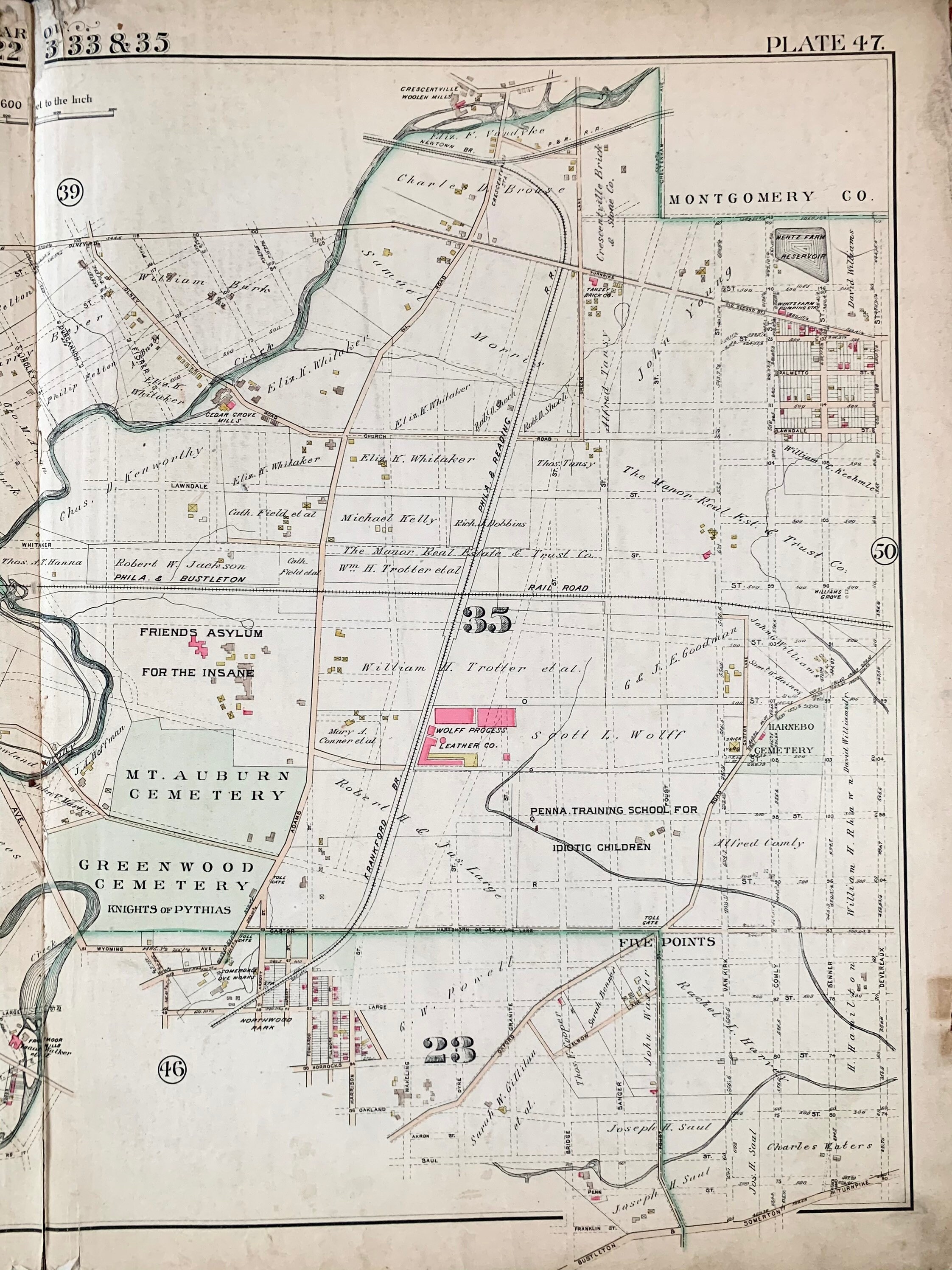 Frankford Map, Cedar Grove Map, North Philadelphia Map, Original 1910 ...