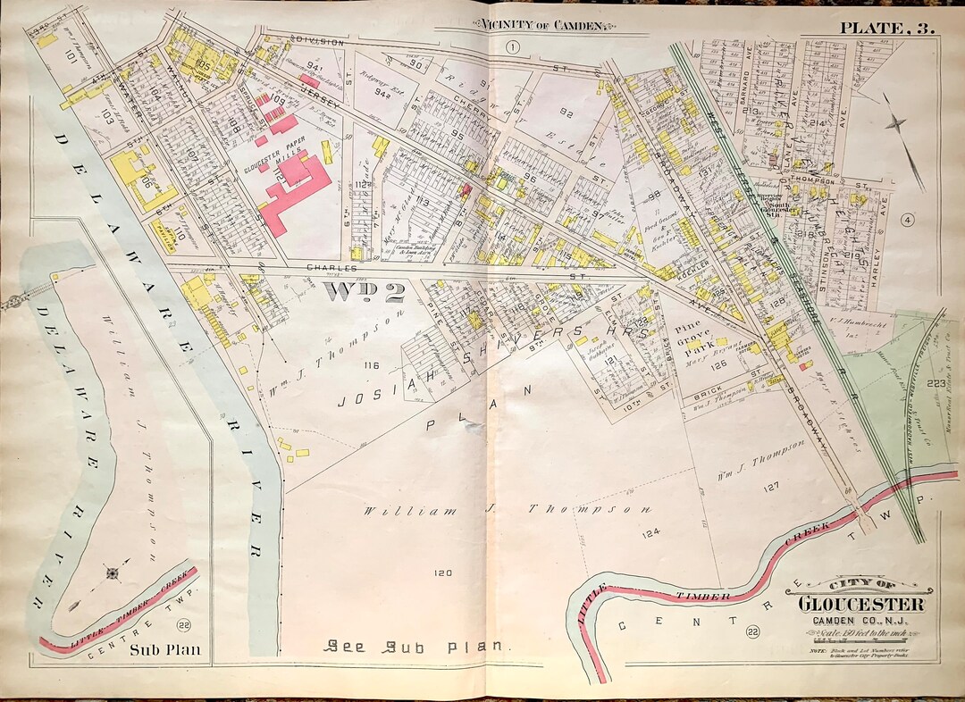 Gloucester City Map, Original 1890 Camden and Vicinity Atlas, Camden ...