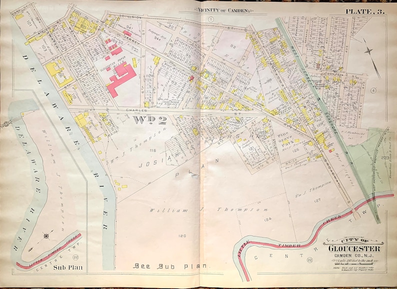 Gloucester City Map, Original 1890 Camden and Vicinity Atlas, Camden ...