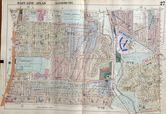 Haverford Township Map Havertown Map Original 1961 Main Line | Etsy