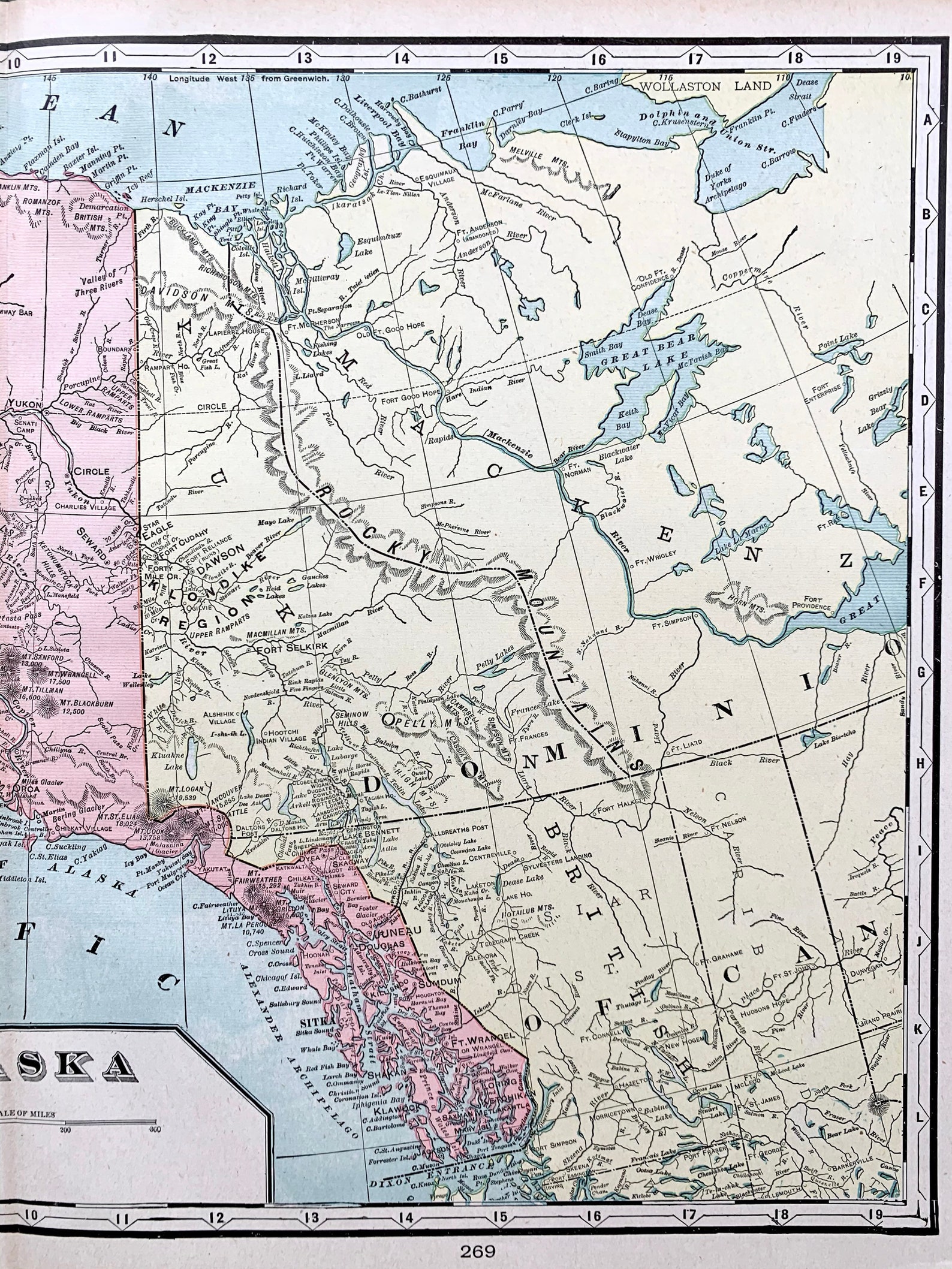 Alaska Map, Original 1900 Crams Atlas, Junea, Sitka, Bristol Bay ...