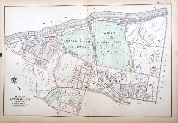 Globes & Maps 1926 Map of Merion and Original Barnes Foundation Rare ...