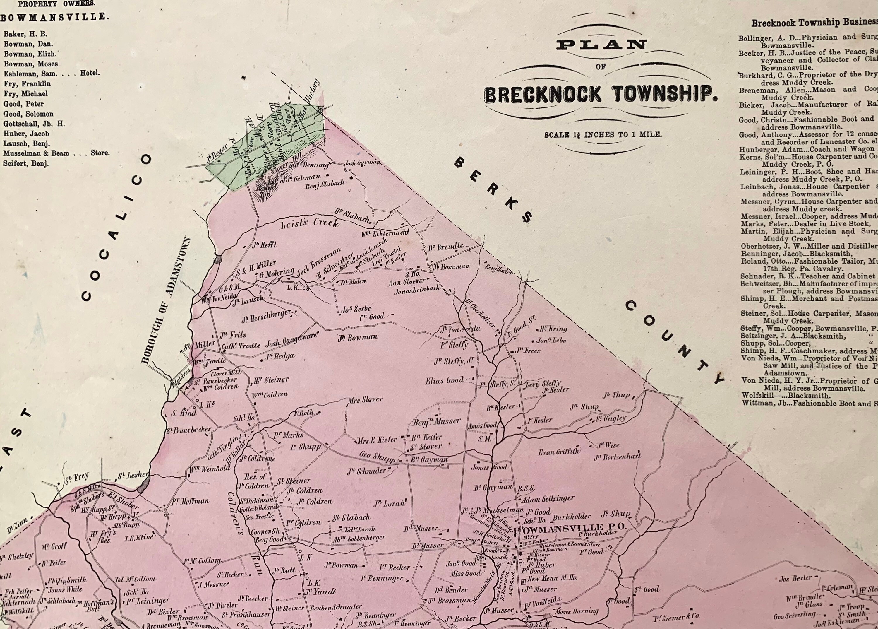 Brecknock Township Map Original 1864 Lancaster County Atlas - Etsy