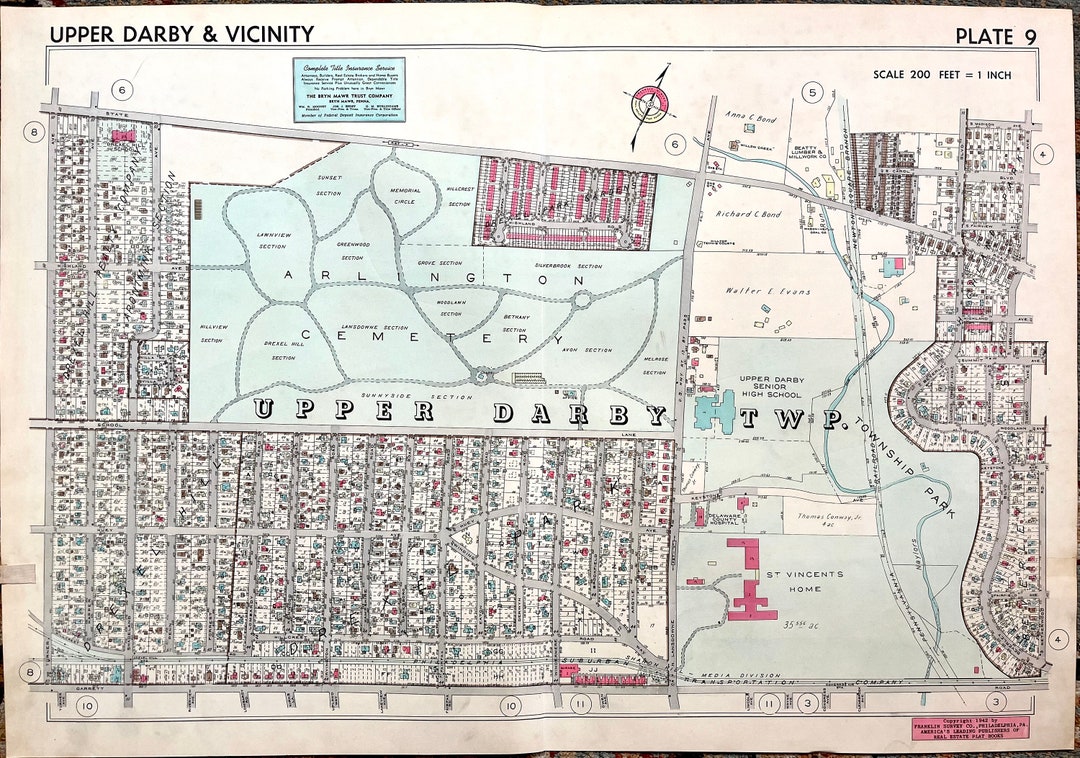 Drexel Hill Map, Original 1942 Upper Darby Atlas, Drexel Park - Etsy