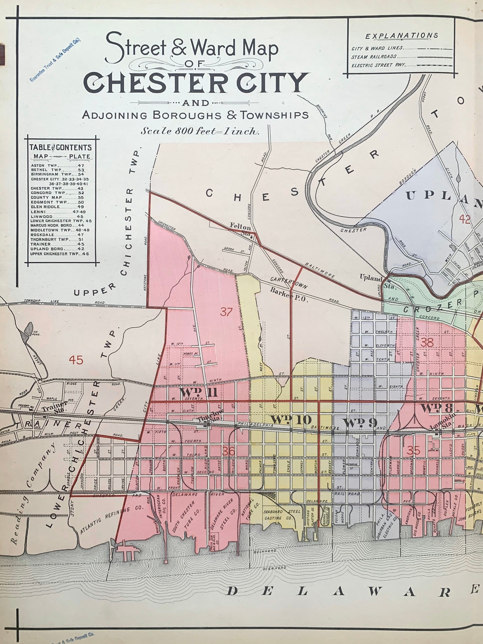 Chester City Map, Original 1913 Delaware County Atlas, Upland Map ...