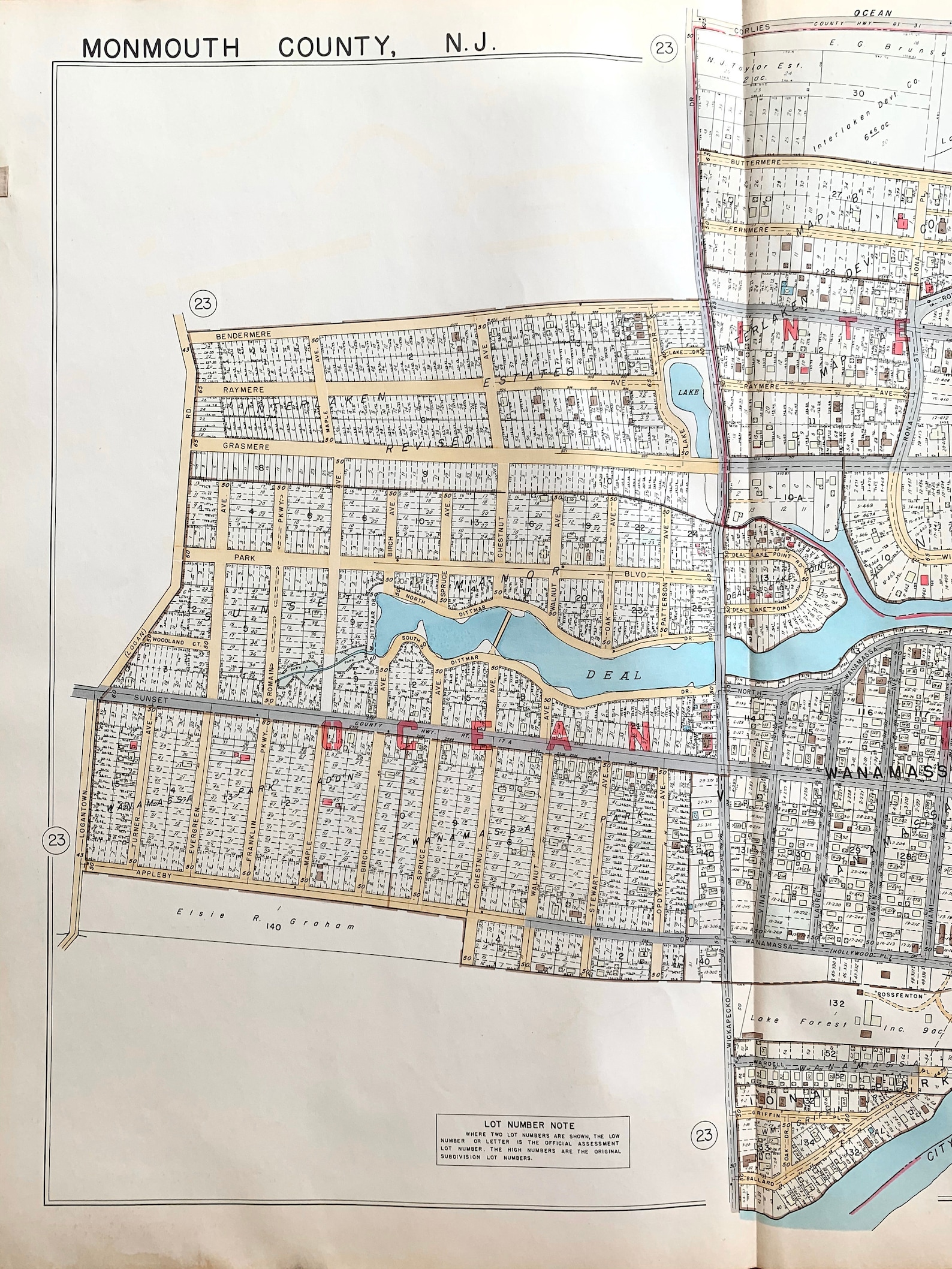 Ocean Township Map Original 1941 Monmouth County Atlas - Etsy