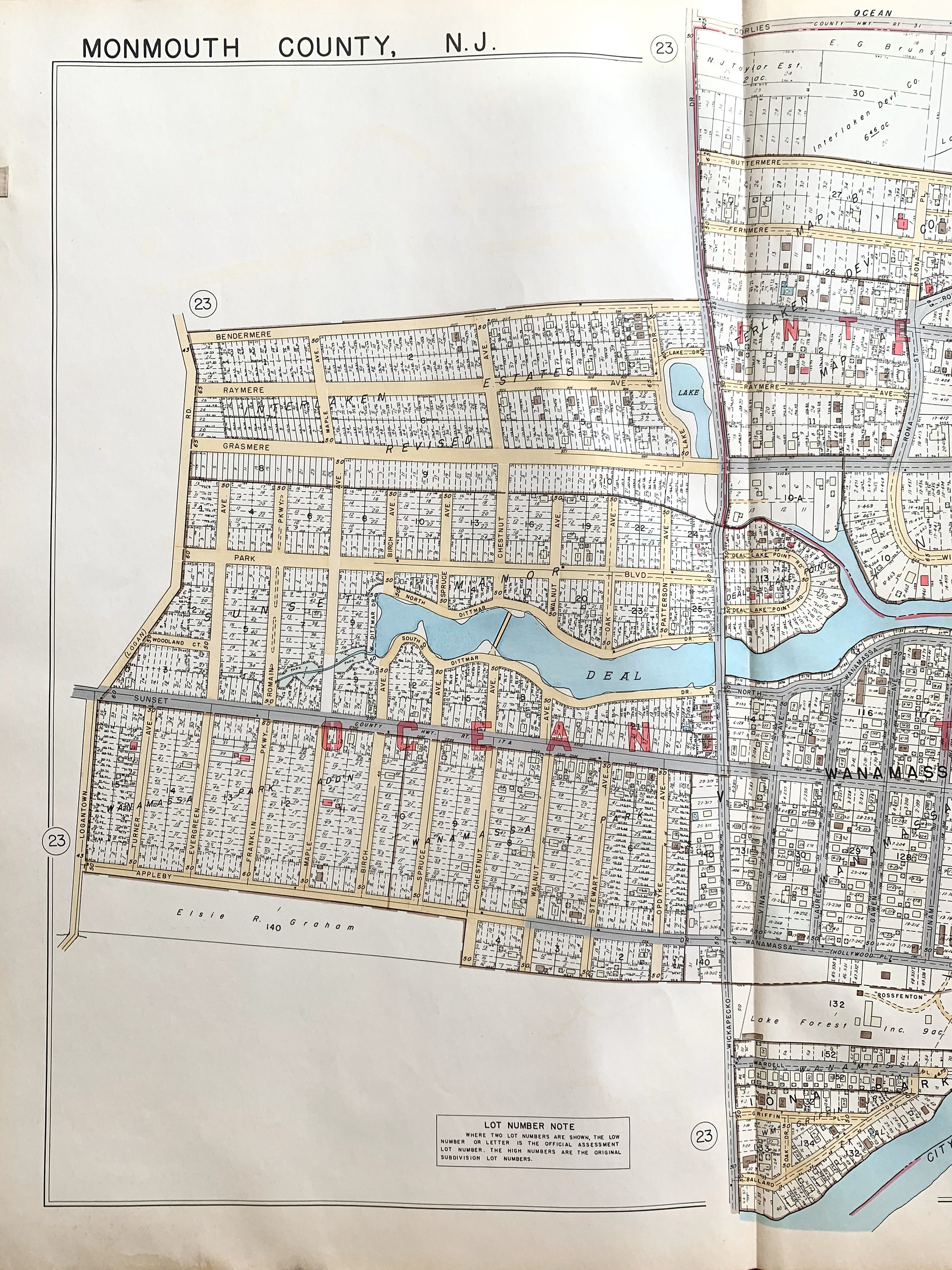 Ocean Township Map Original 1941 Monmouth County Atlas - Etsy.de