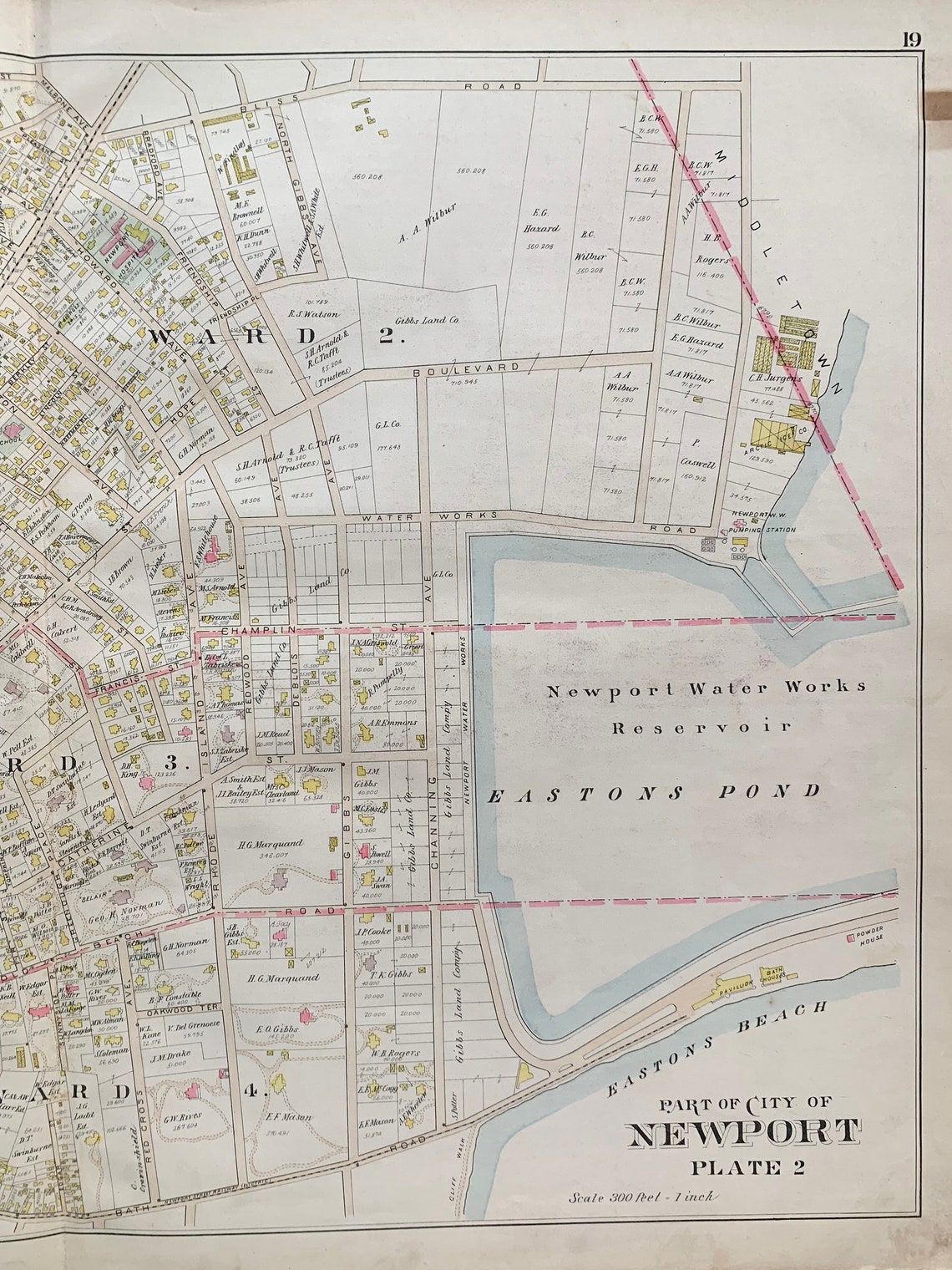 Newport Map Original 1893 Rhode Island Atlas Touro Park | Etsy
