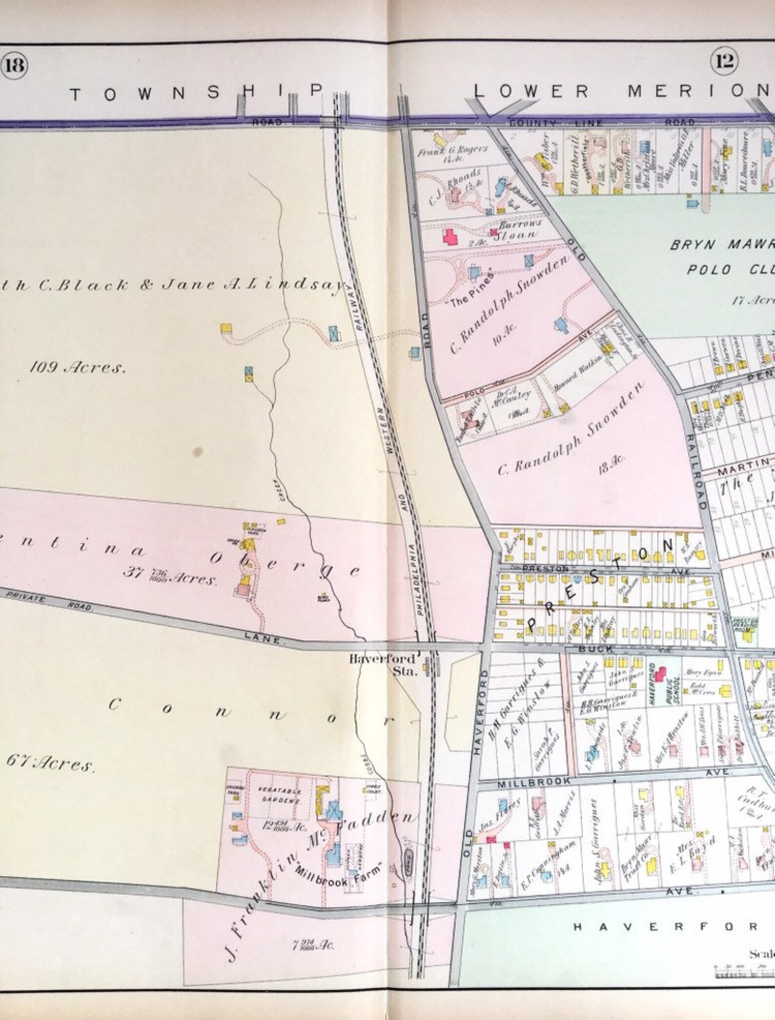 Bryn Mawr Map Lower Merion Original 1908 Main Line Atlas - Etsy