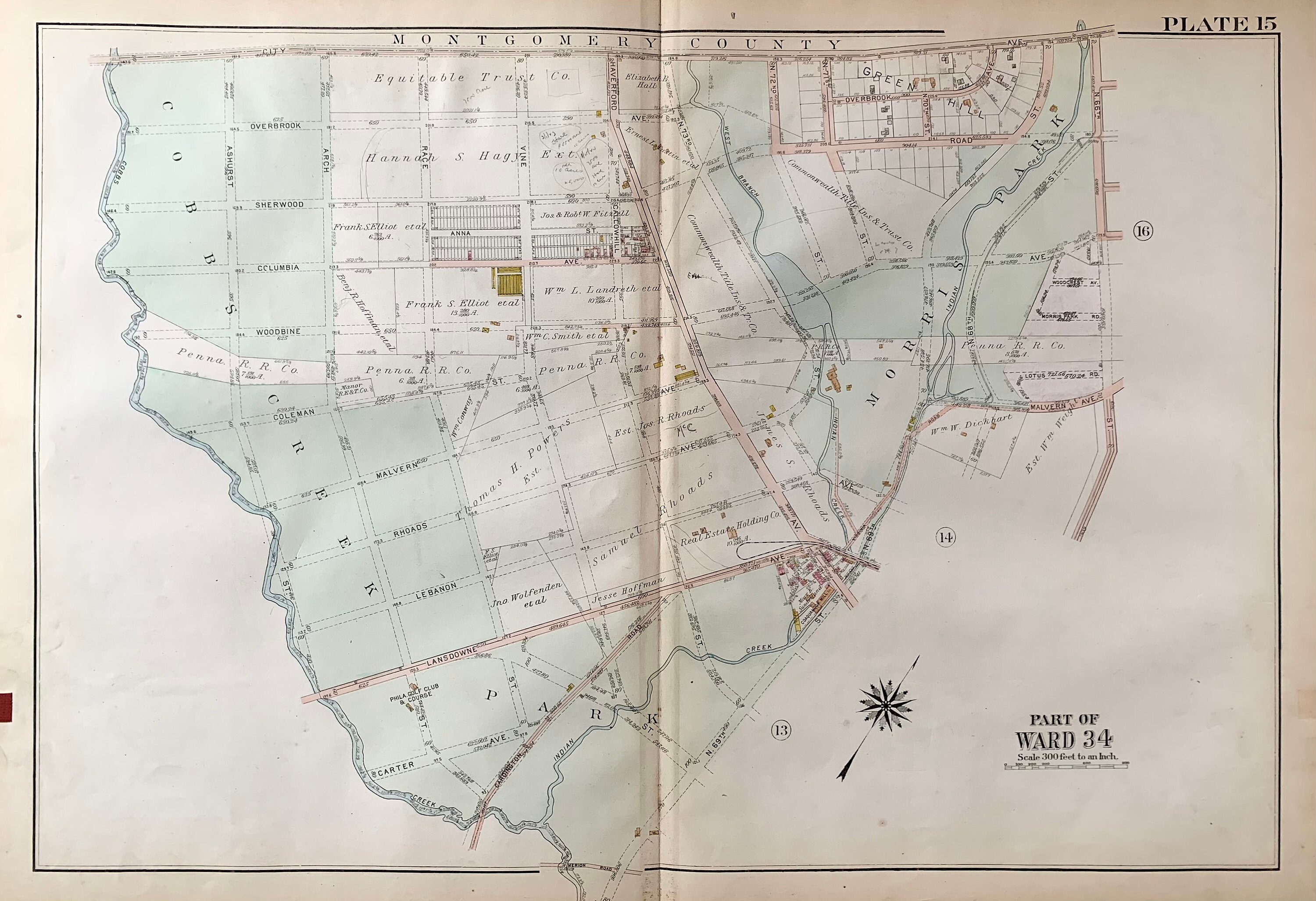 Overbrook Map, Original 1926 West Philadelphia Atlas, Morris Park, City ...
