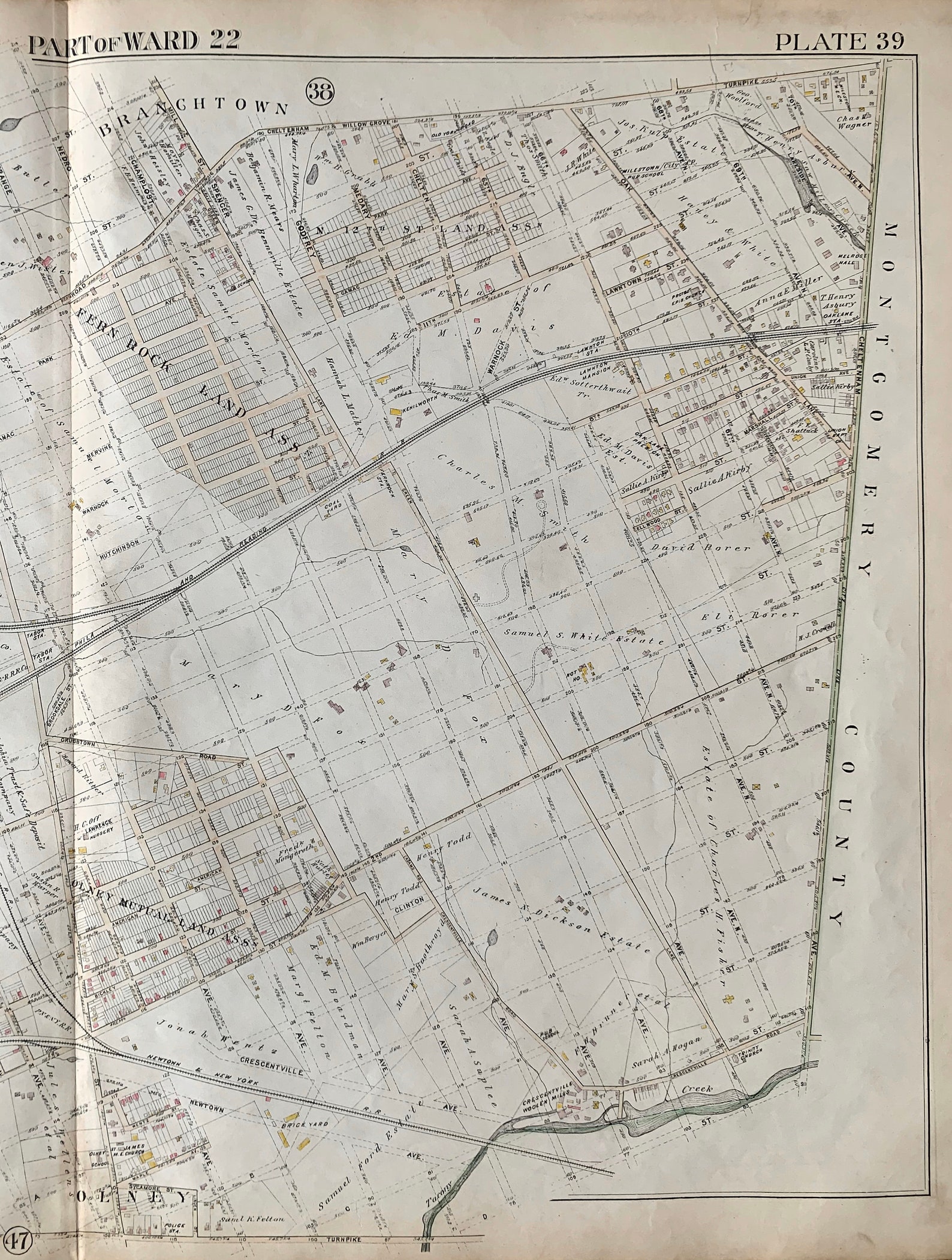 North Philadelphia Map Olney Map Ogontz Map Original 1895 - Etsy