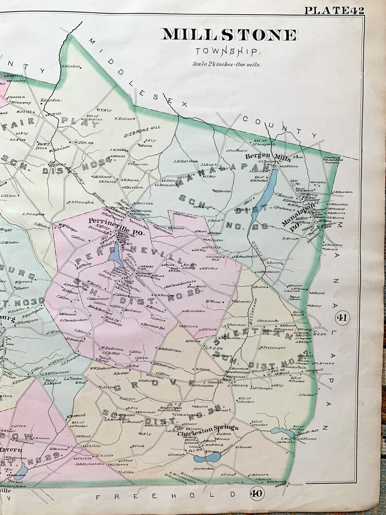 Millstone Township Map, Original 1889 Monmouth County Atlas ...