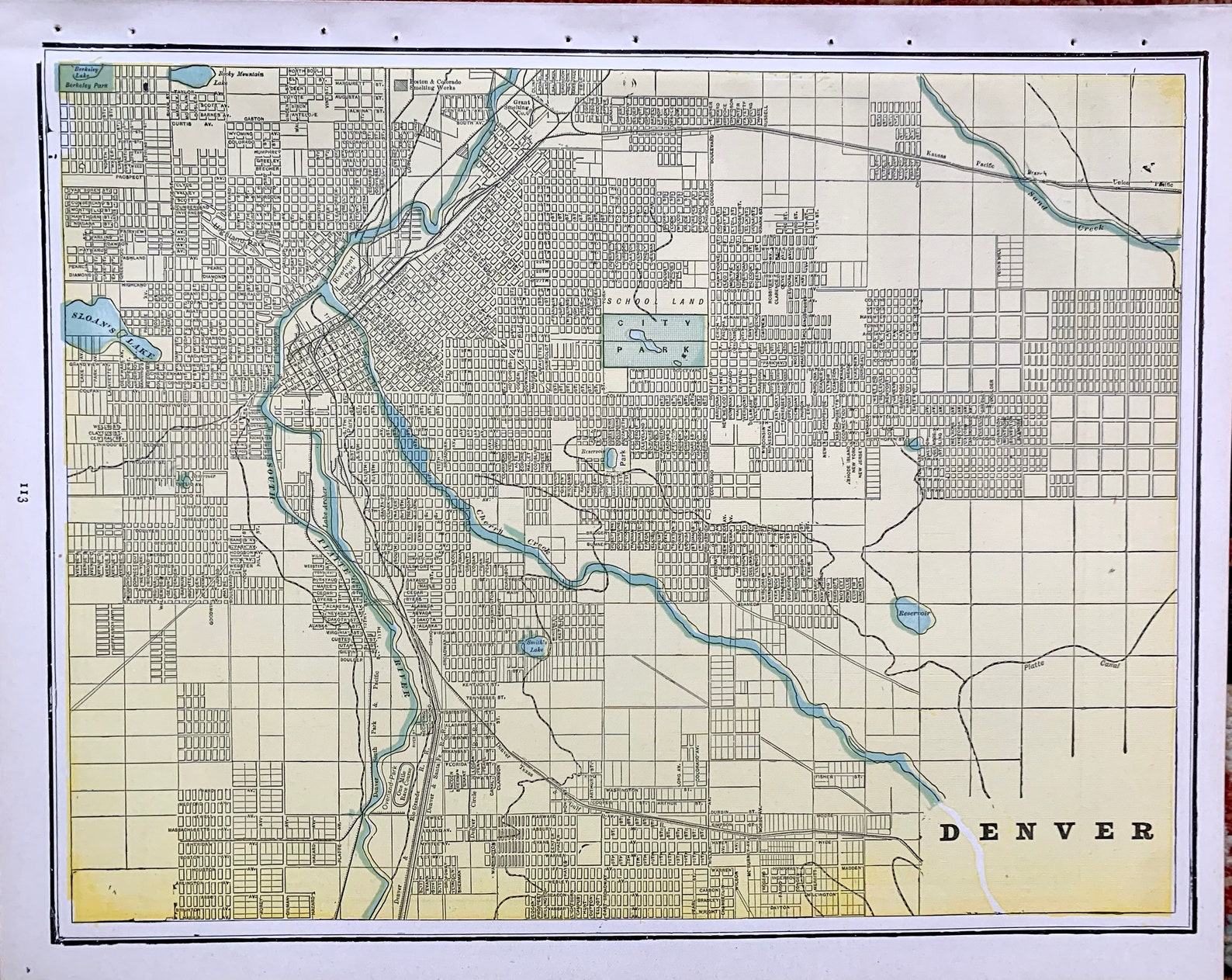 Antique Denver Map Original 1895 Crams Atlas Map Denver - Etsy