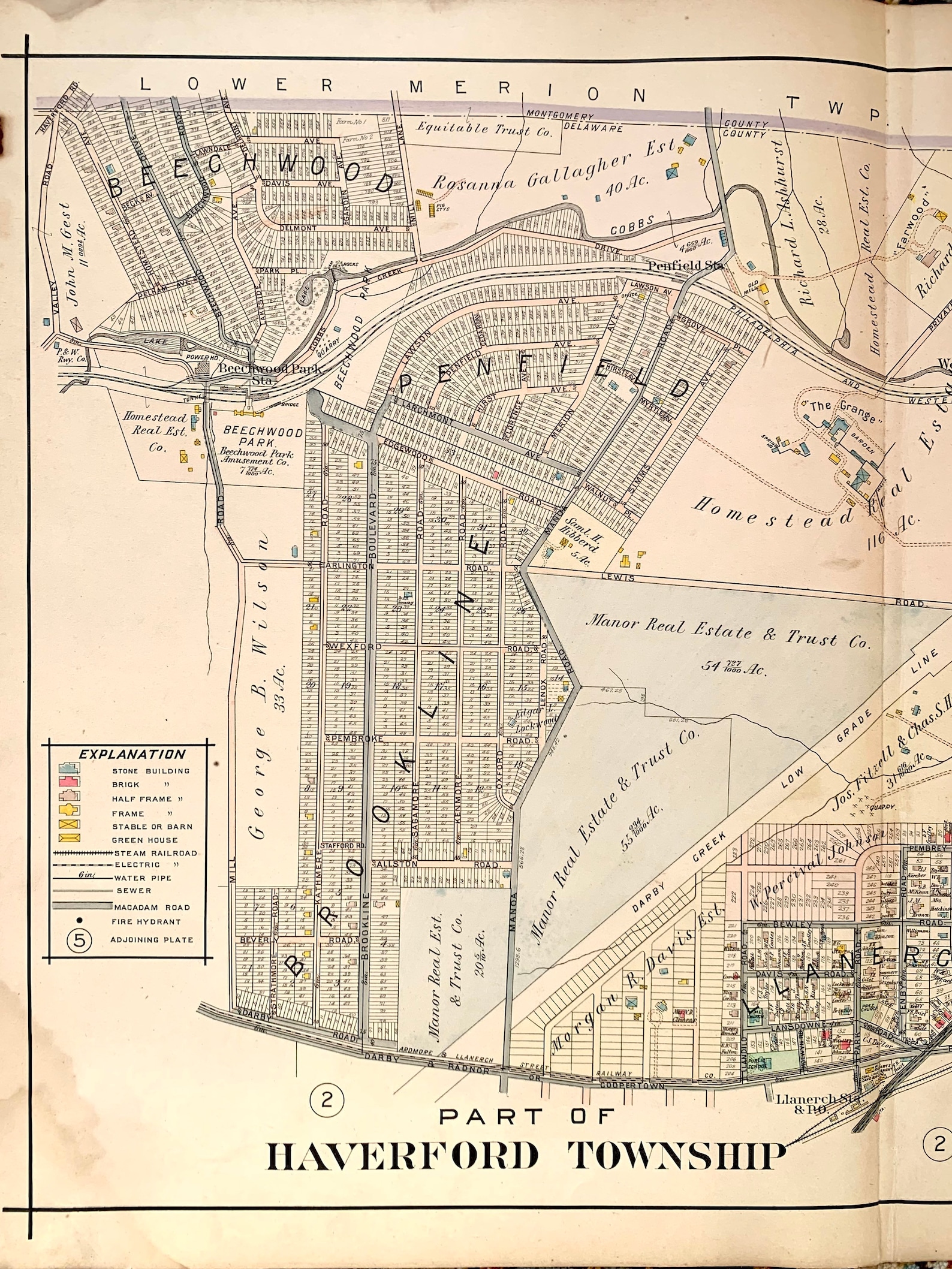 Haverford Township Map Original 1909 Delaware County Atlas - Etsy