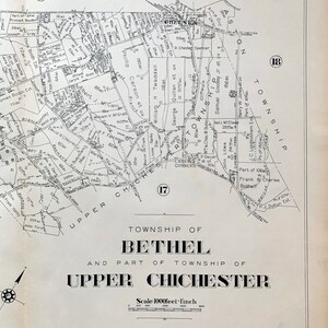 Bethel Township Map, Upper Chichester Map, Original 1934 Delaware ...