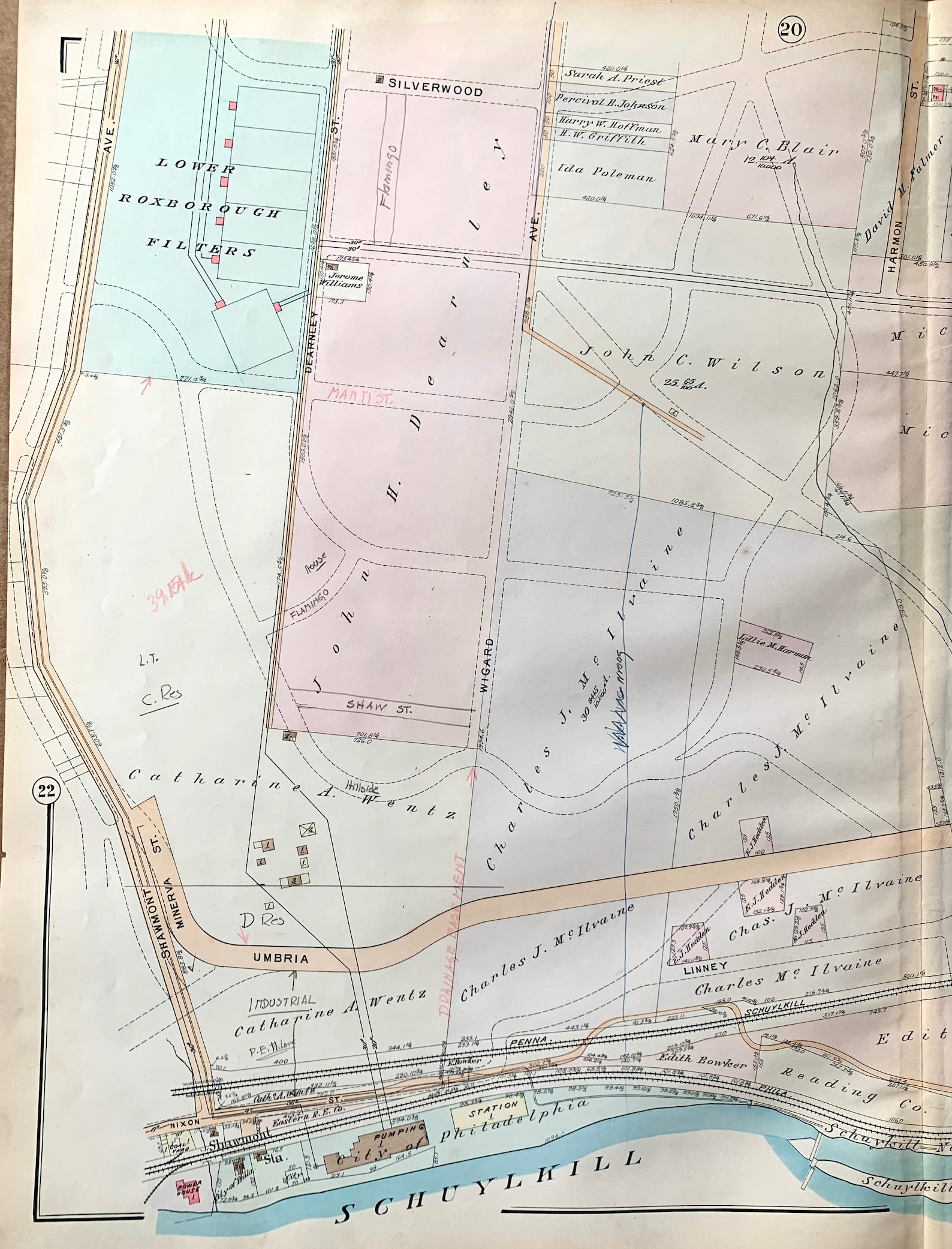 Roxborough Map, Original 1911 City of Philadelphia Atlas, Shawmont ...