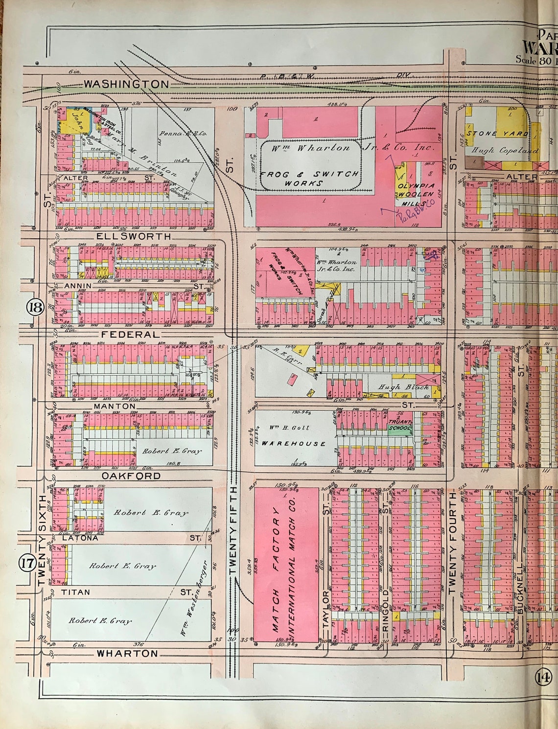 Grays Ferry Map Original 1909 City of Philadelphia Atlas Map | Etsy