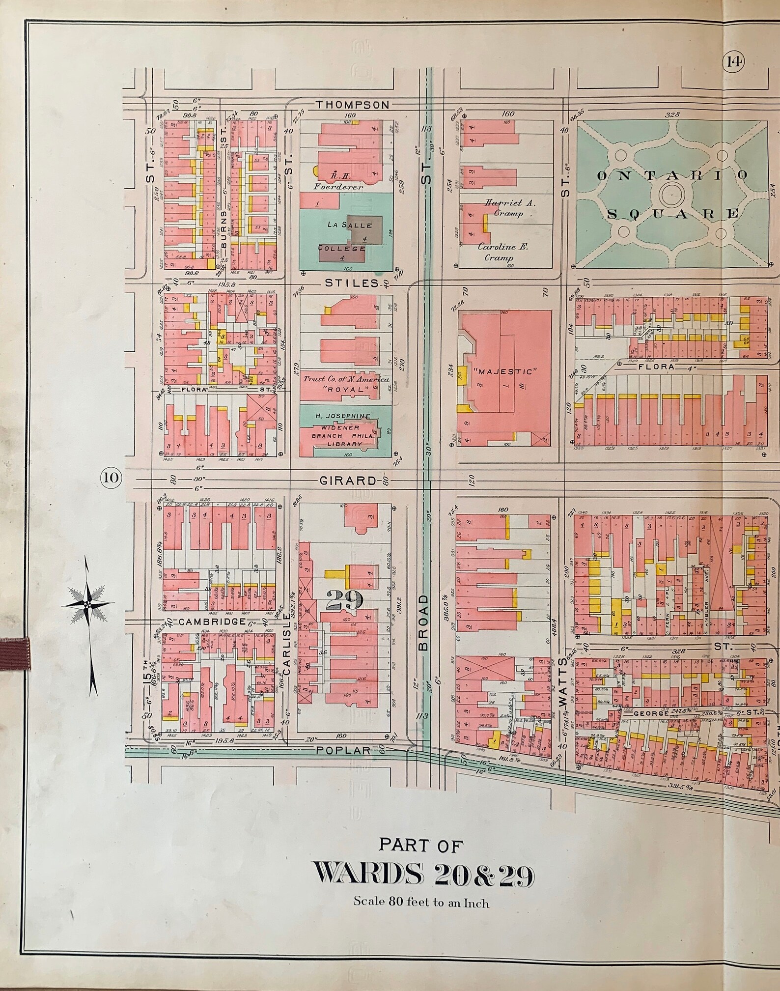 Poplar Map, Original 1907 City of Philadelphia Atlas Map, Francesville ...