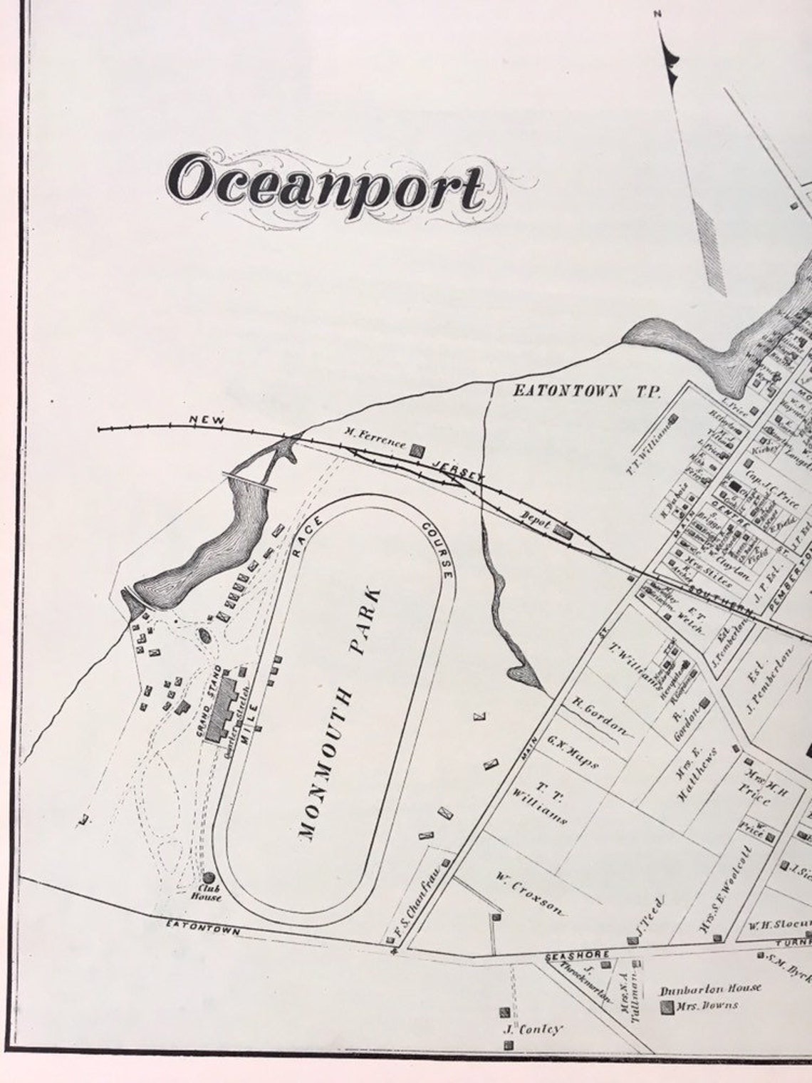1878 Oceanport New Jersey Atlas Map Original Hand Colored | Etsy