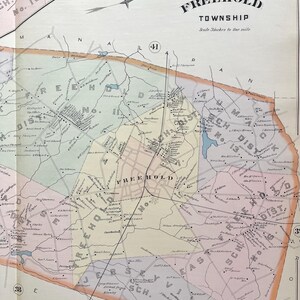Freehold Township Map, Original 1889 Monmouth County Atlas, Millhurst ...