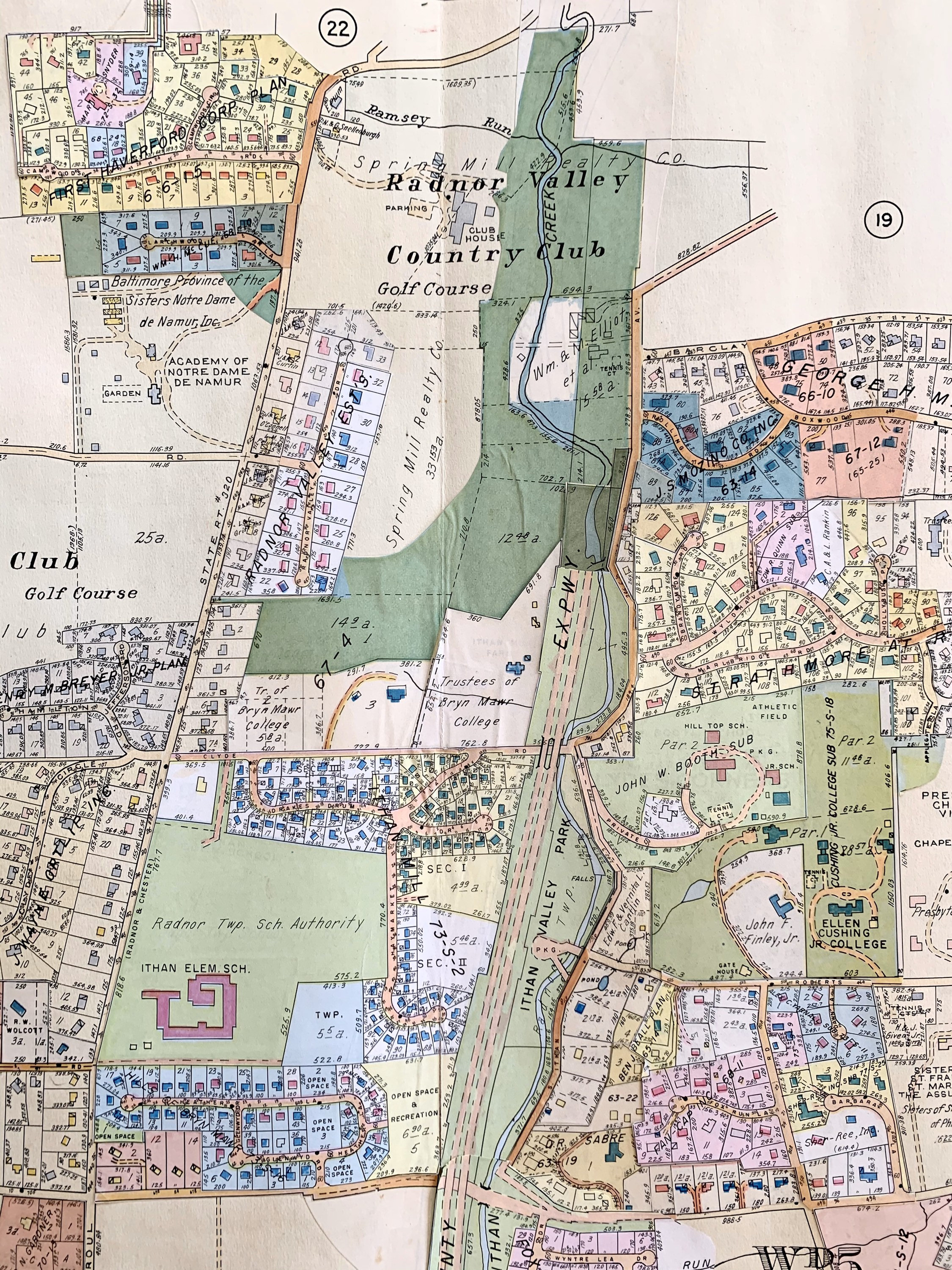 Ithan Map, Villanova Map, Original 1961 Pennsylvania Main Line Railroad ...