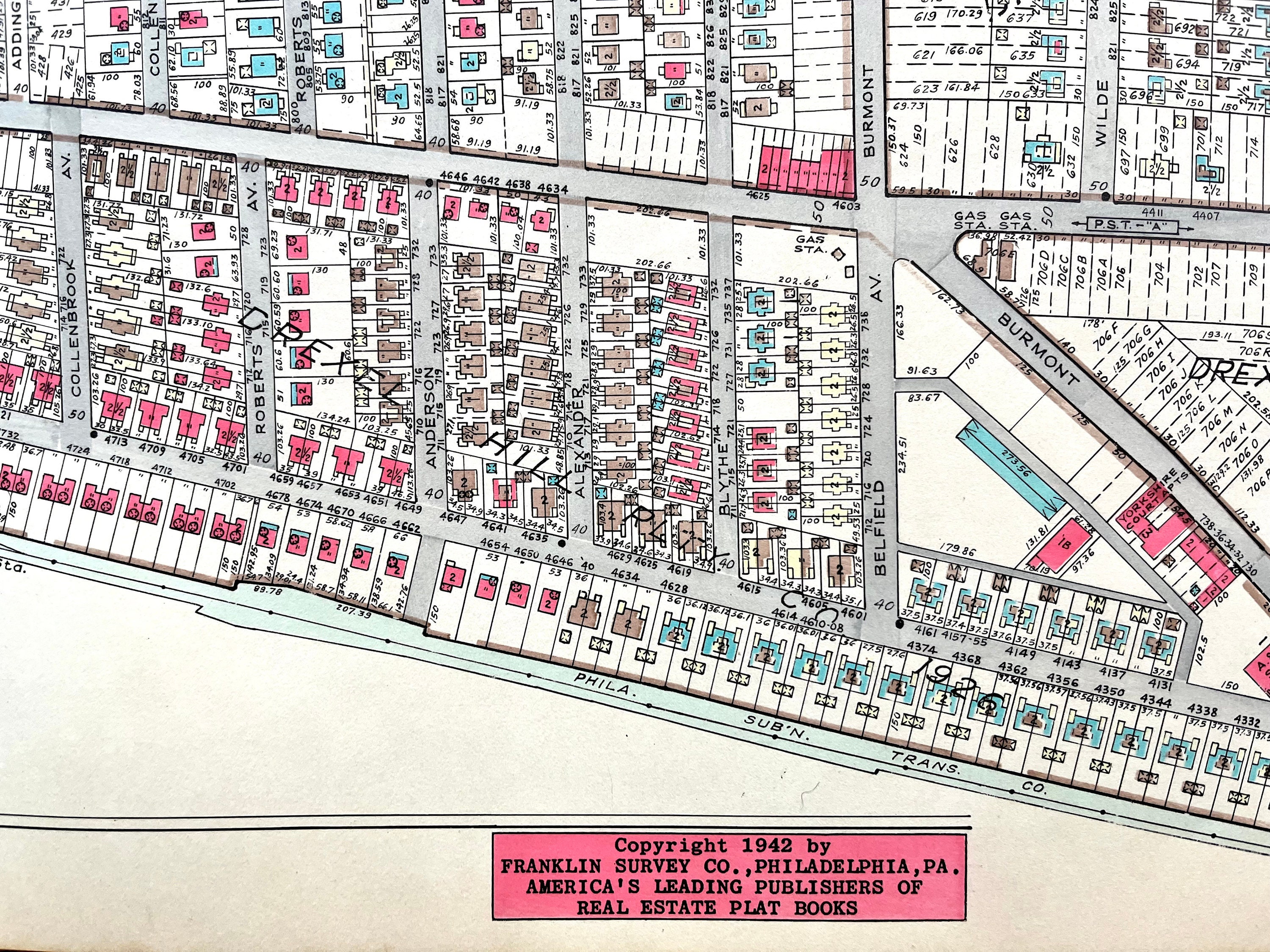Drexel Hill Map, Original 1942 Upper Darby Atlas, Aronimink - Etsy