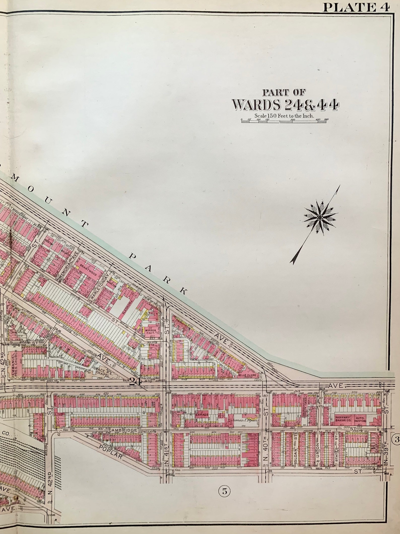 West Parkside Map, Original 1926 West Philadelphia Atlas, Belmont ...