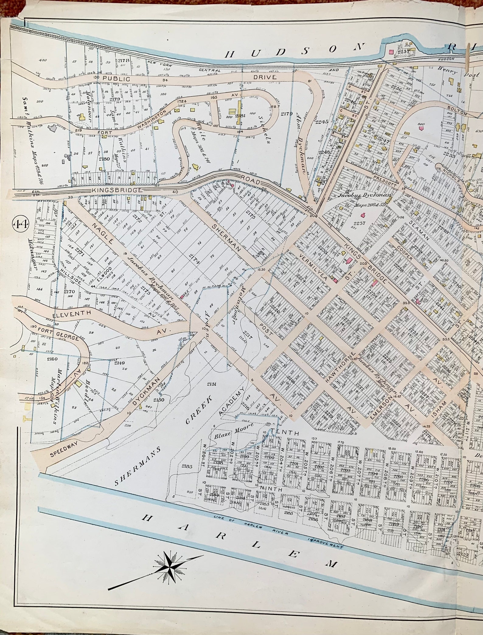 Fort George Map, Original 1894 Manhattan Atlas, Inwood Map, Fort Tyron ...