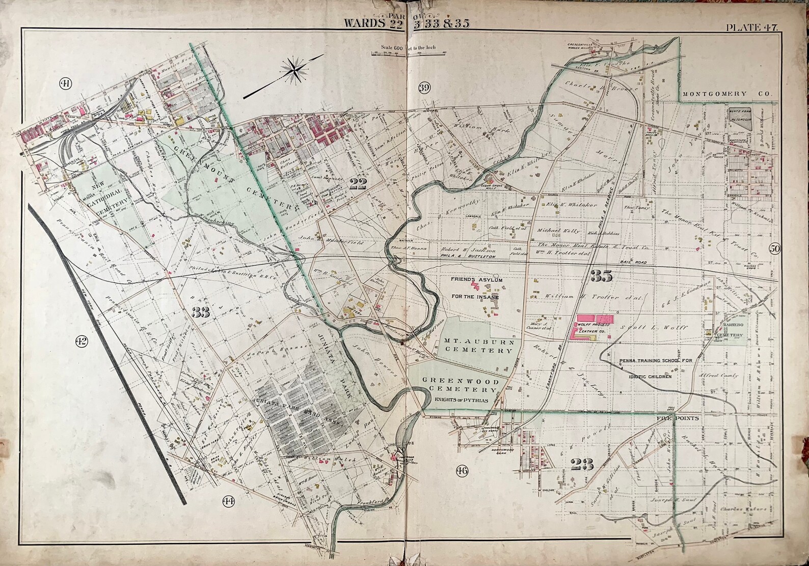 Frankford Map, Cedar Grove Map, North Philadelphia Map, Original 1910 ...
