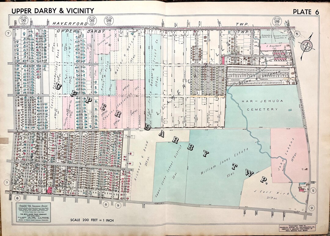 Drexel Hill Map, Original 1942 Upper Darby Atlas, Aronimink - Etsy