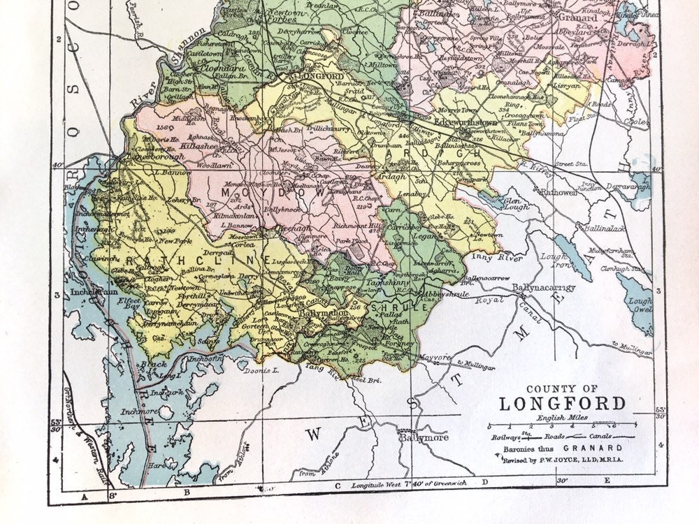 County of Longford 1902 Atlas of Ireland Map Granard - Etsy