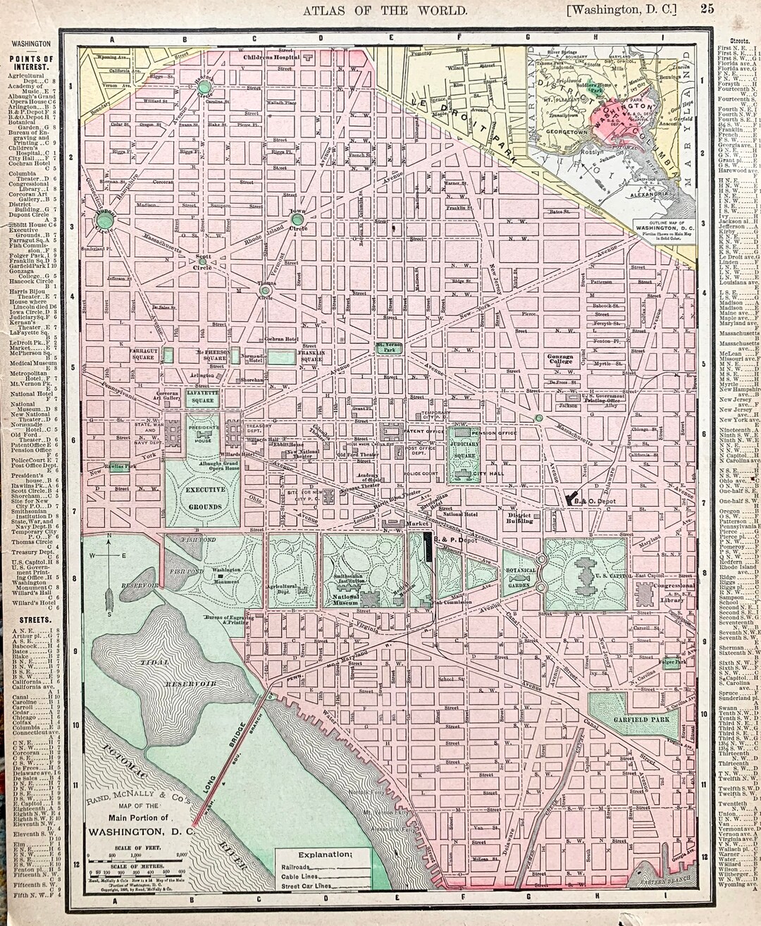 Washington DC Map, Original 1900 Rand Mcnally Atlas, Our Nations ...