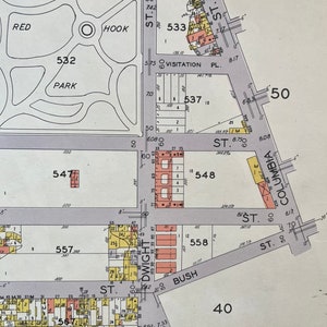 Brooklyn Map, Original 1929 Belcher and Hyde Atlas, Red Hook, Coffey ...