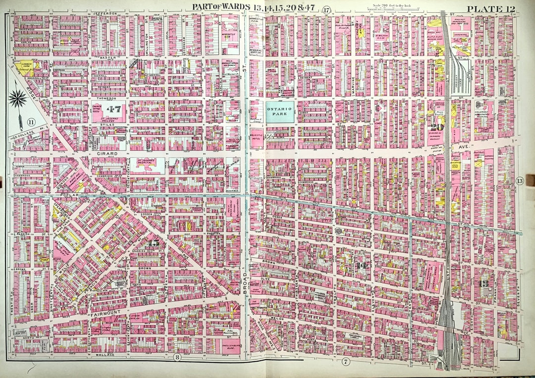 Fairmount Map, Original 1910 Philadelphia Atlas, Francisville Map ...