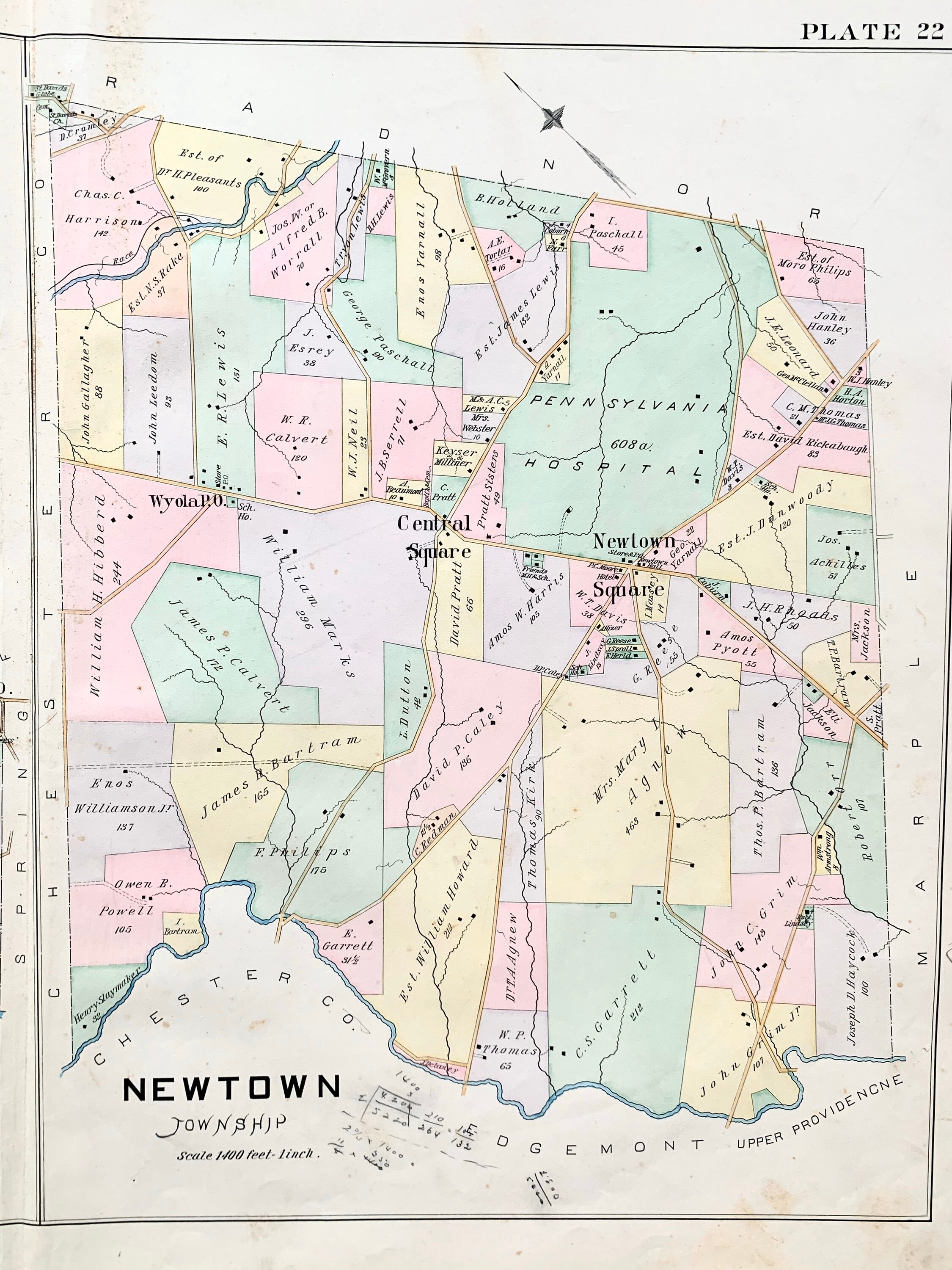 Marple Township Map Original 1892 Delaware County - Etsy