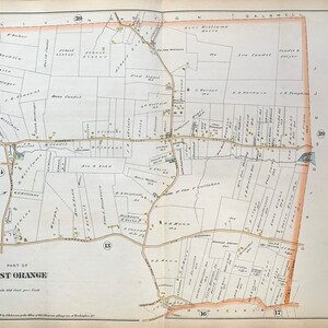 West Orange Map, Original 1890 Essex County Atlas, Verona Lake ...