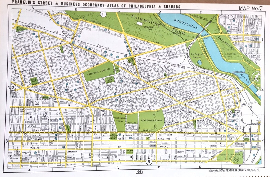 West Philadelphia Map, Original 1946 Franklins Atlas, University of ...